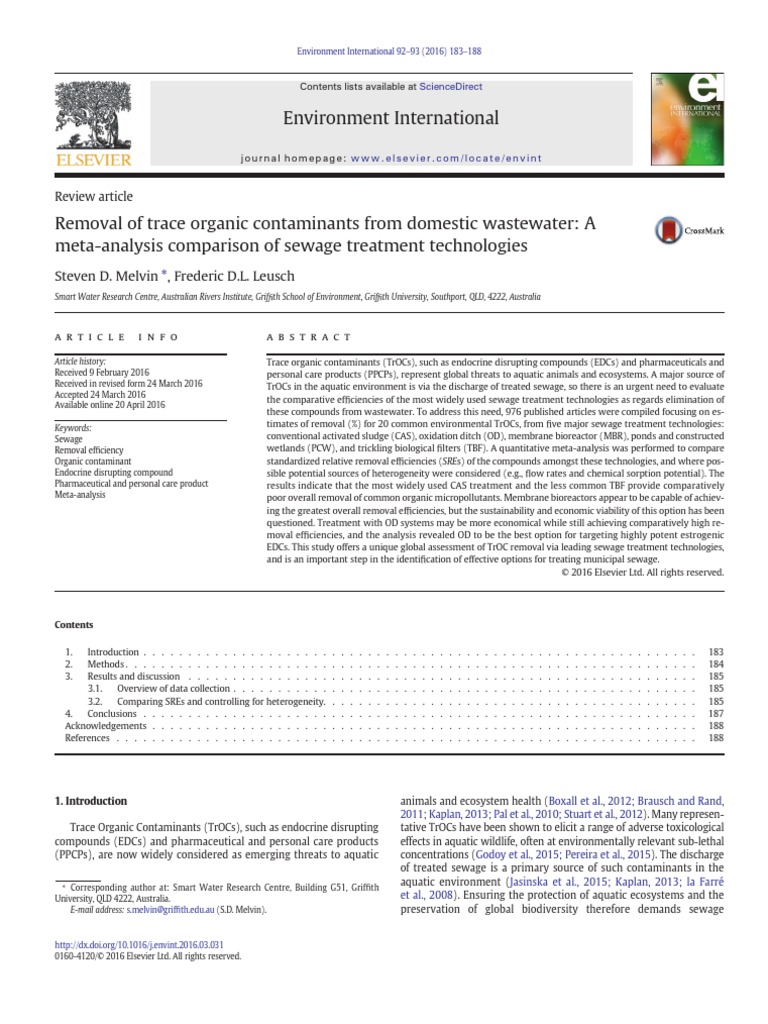 Environment International: Steven D. Melvin, Frederic D.L. Leusch | PDF ...