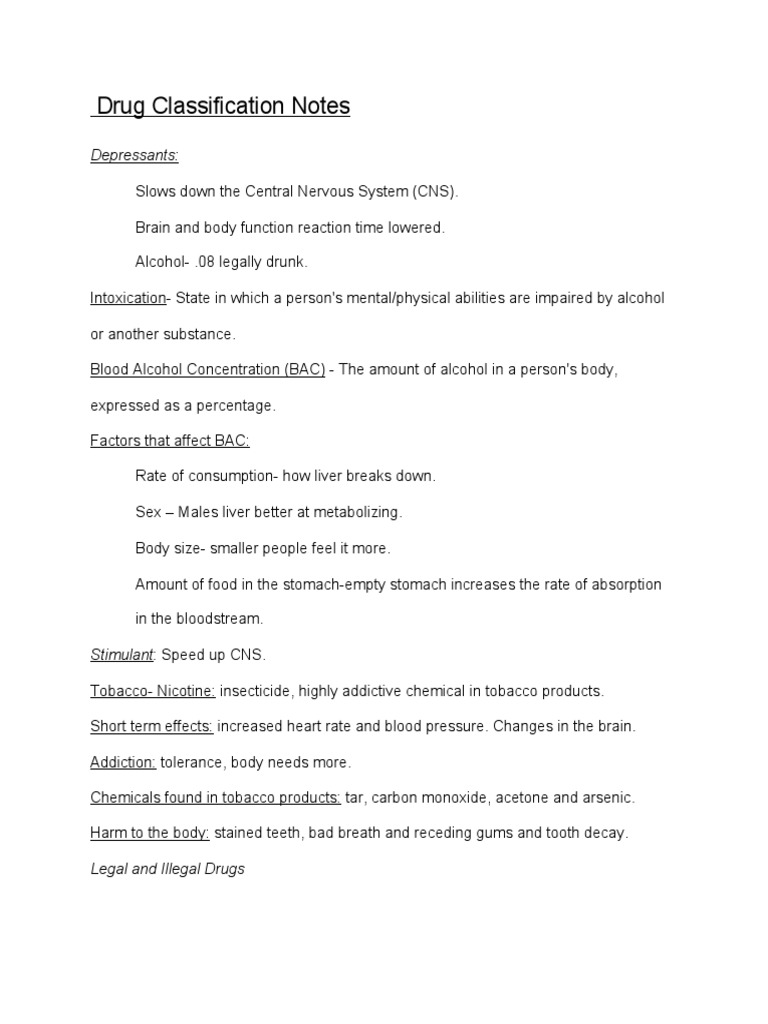 Drug Classification Notes | PDF