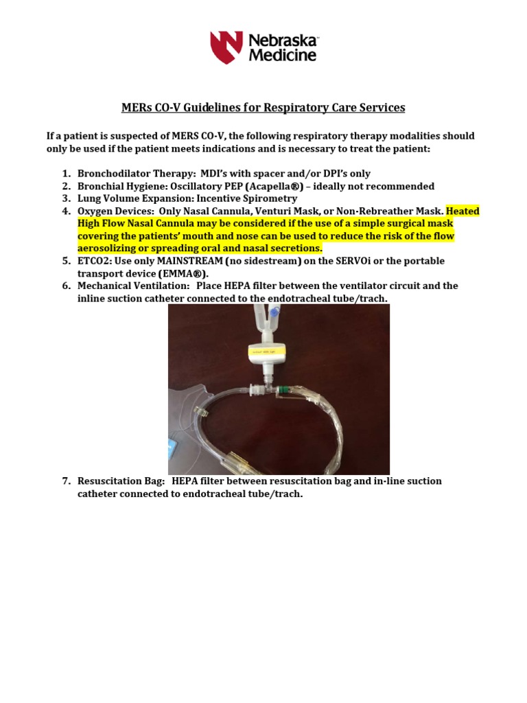 Mers Co-V Guidelines For Respiratory Care Services | PDF