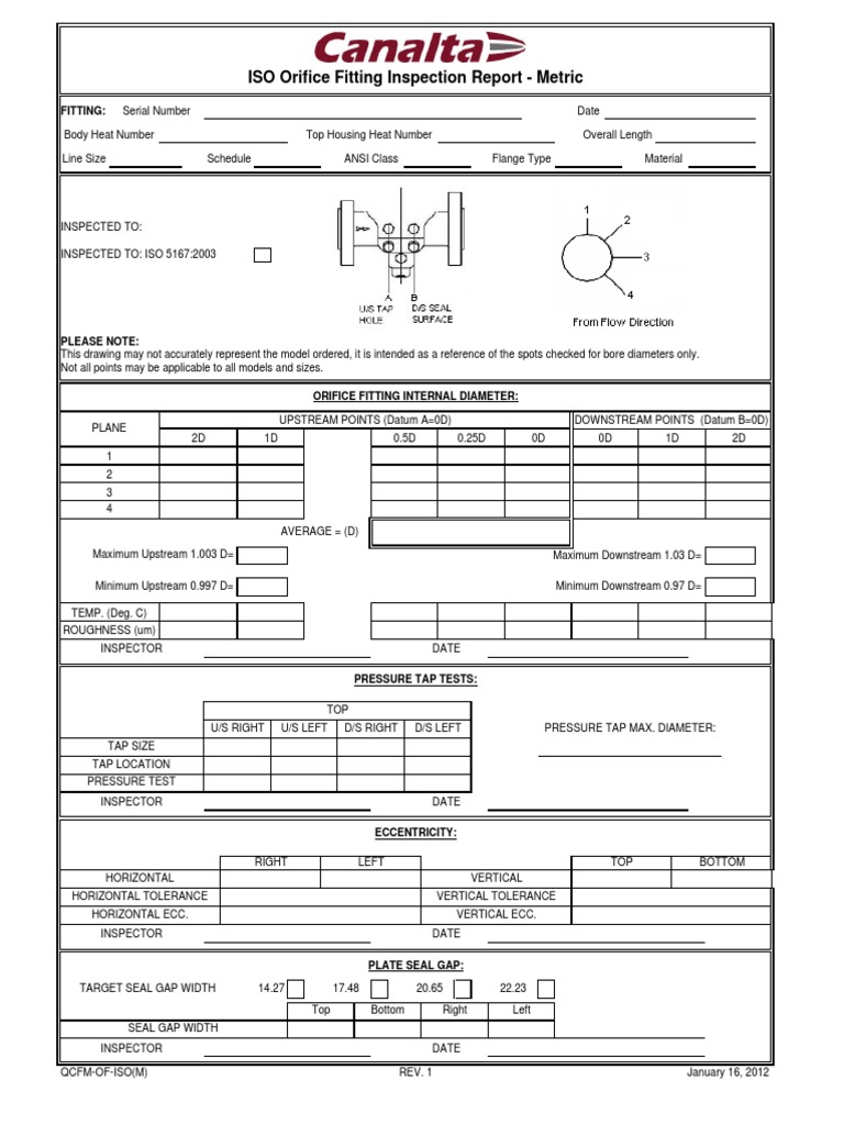 ISO 5167 Orifice Fitting Inspection Report | PDF | Mechanical ...