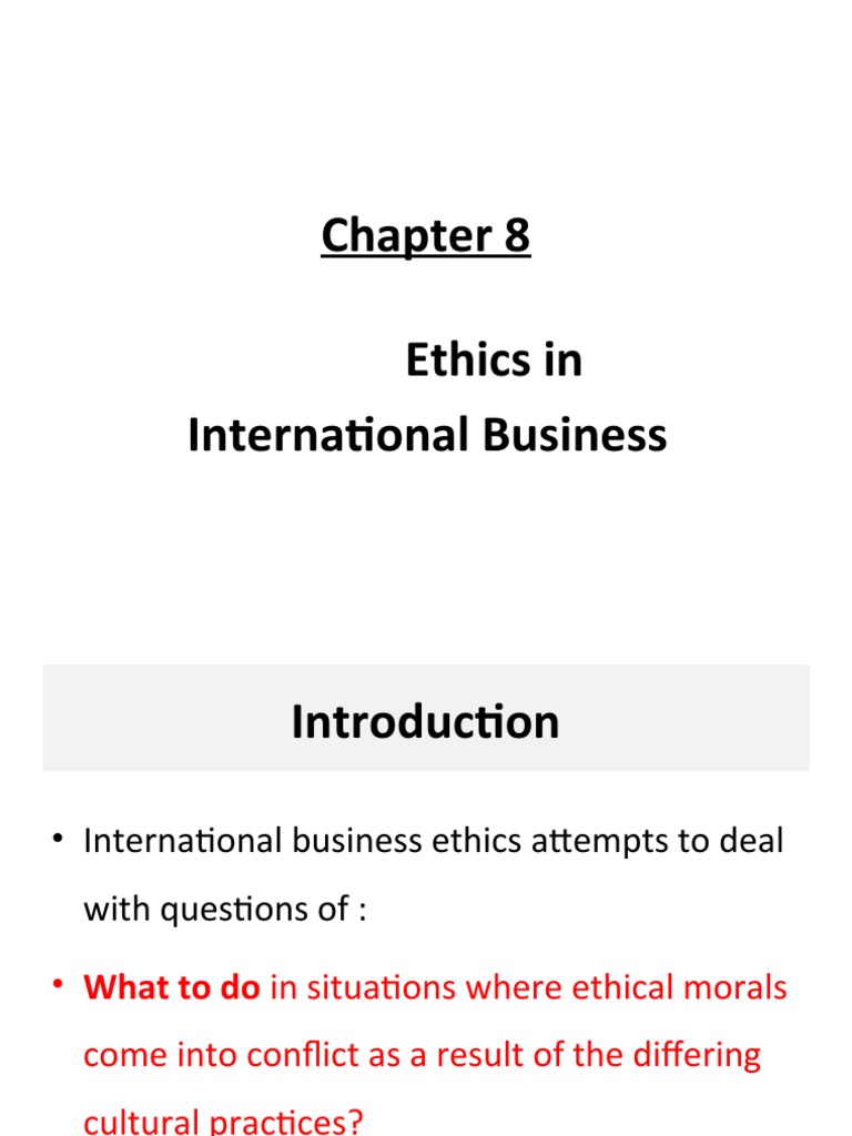 Ethics in International Business | PDF | Business Ethics | Value (Ethics)