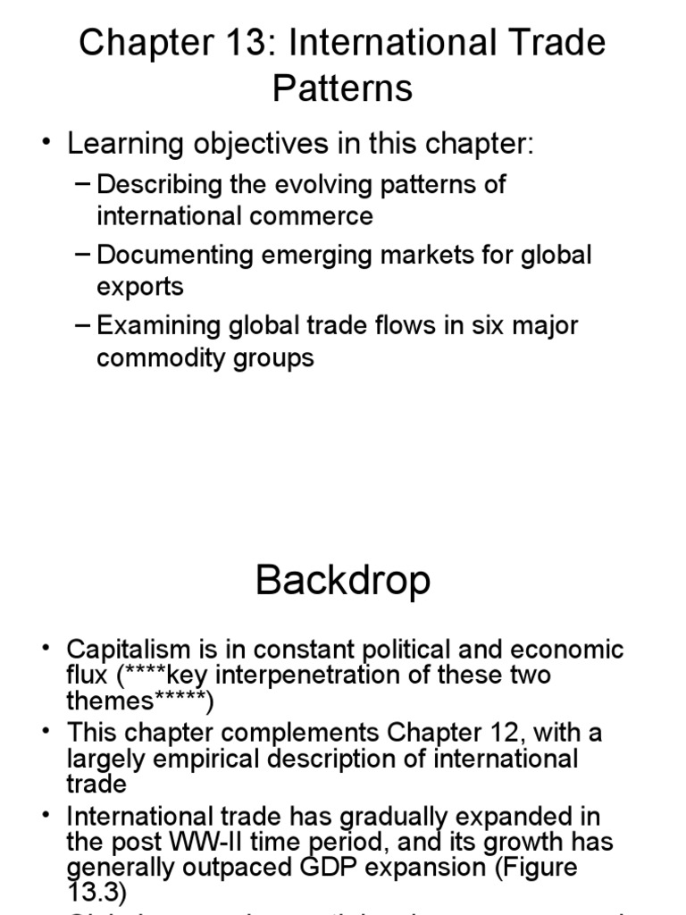 Chapter 13: International Trade Patterns: - Learning Objectives in This ...