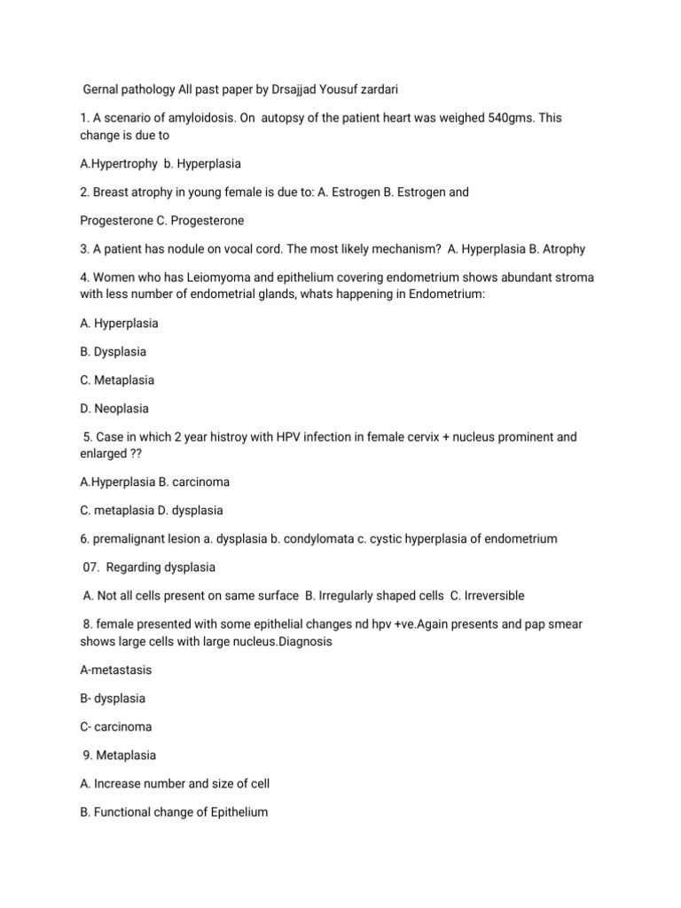 Gernal Pathology All Past Papers FOR FCPS PART 1 | PDF | Nature