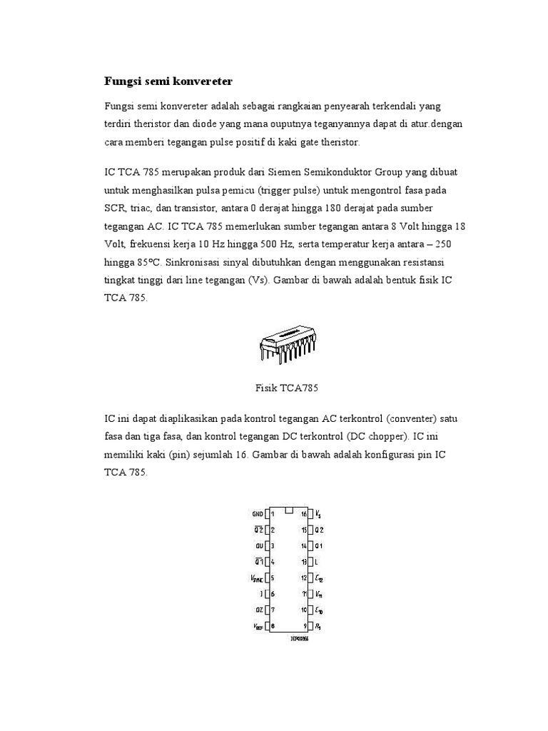 Fungsi dan Konfigurasi IC TCA 785 | PDF