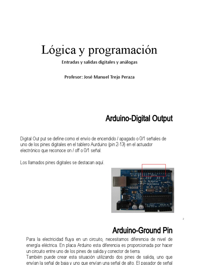Arduino: Entradas y Salidas Digitales y Análogas | PDF | Arduino ...
