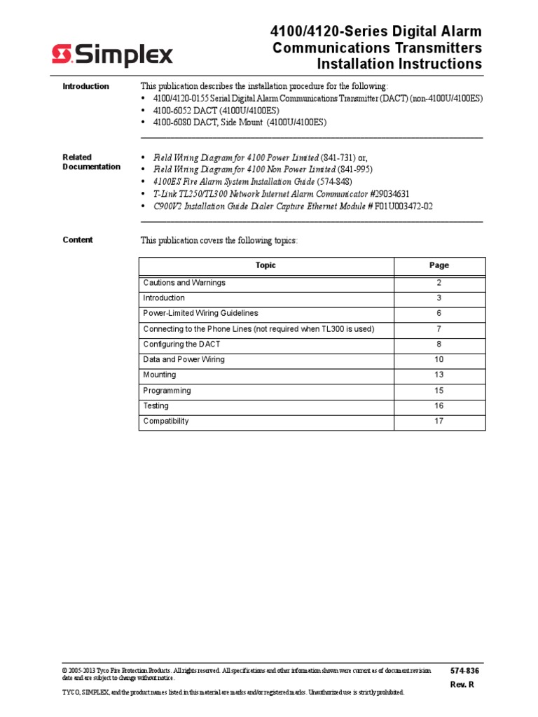 4100/4120-Series Digital Alarm Communications Transmitters Installation ...