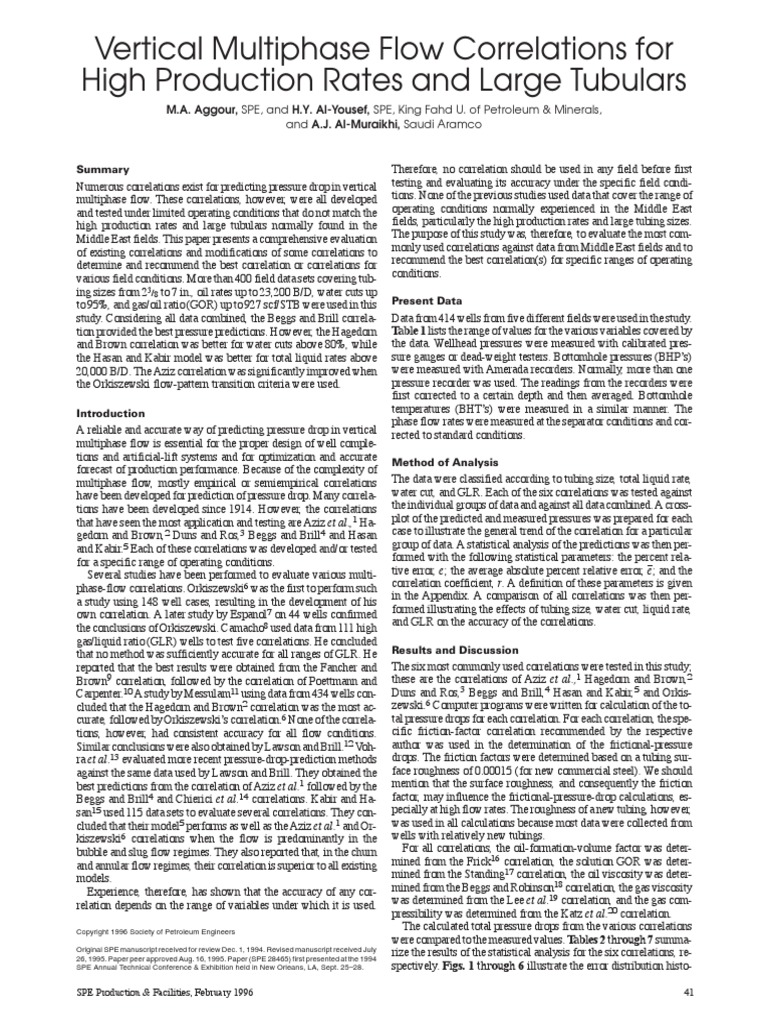 Vertical Multiphase Flow Correlations For High Production Rates and ...