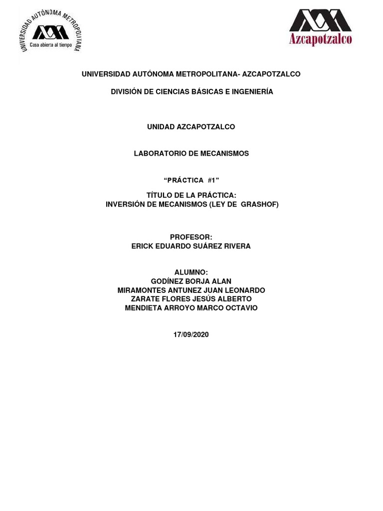 Inversión de Mecanismos y Ley de Grashof | PDF | Cinemática | Mecánica