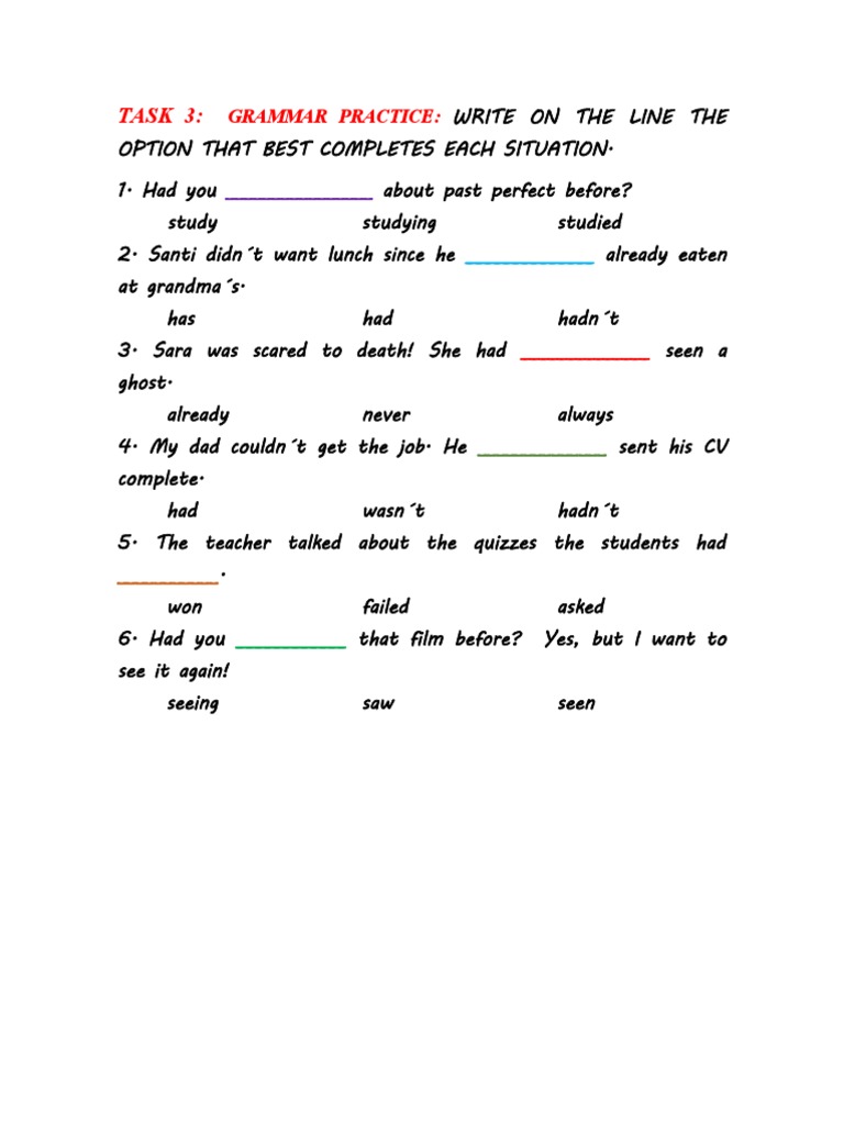Task 3:: Grammar Practice | PDF