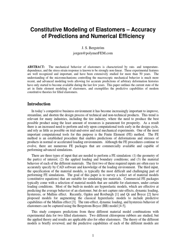Elastomer Modeling Comparison | PDF | Simulation | Viscoelasticity