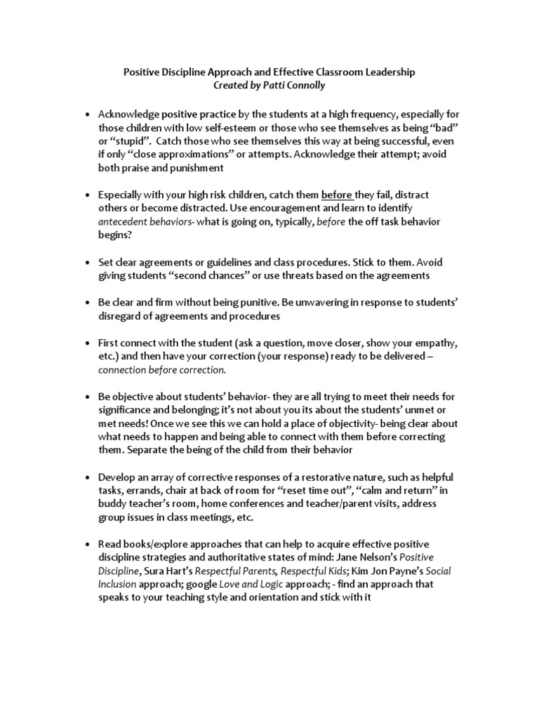 Positive Discipline in Classroom Leadership | PDF