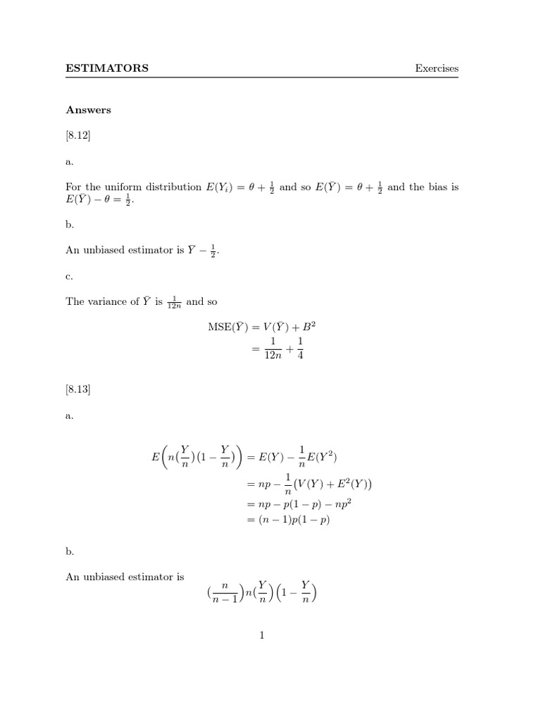 Exercises 7 | PDF | Estimator | Bias Of An Estimator