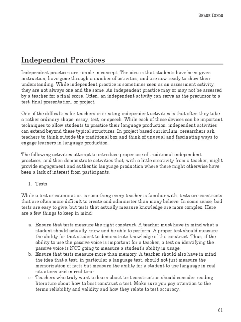Independent Practice Samples TESOL | PDF | Essays | English As A Second ...