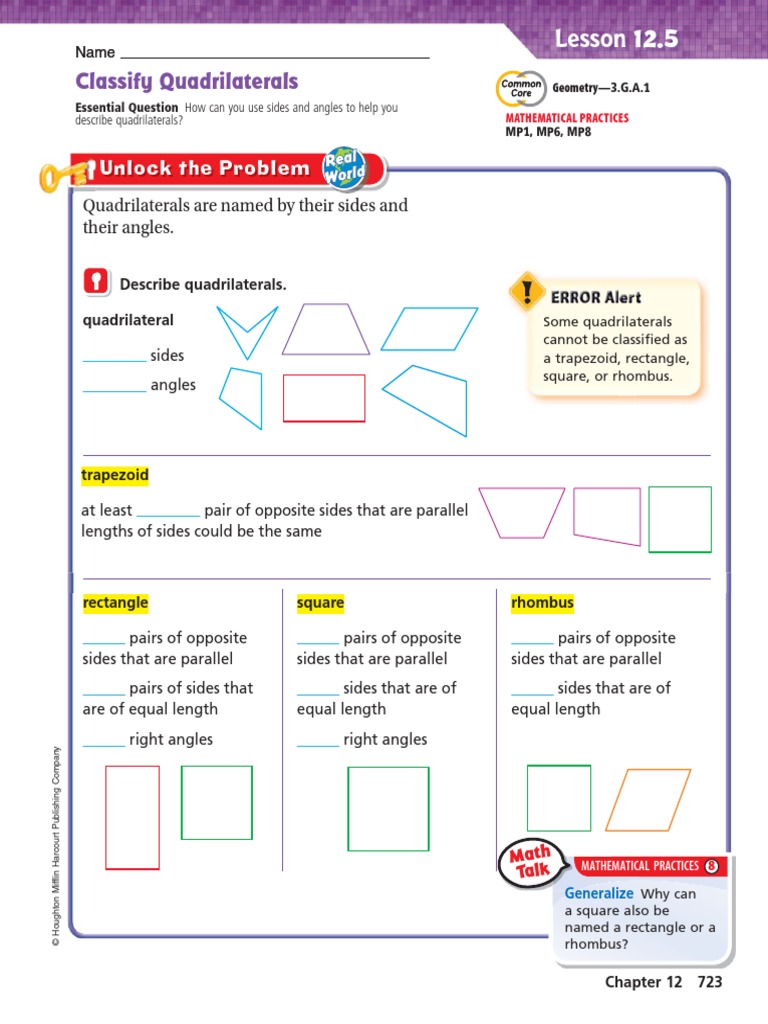 Classify Quadrilaterals PDF | PDF | Rectangle | Geometric Objects