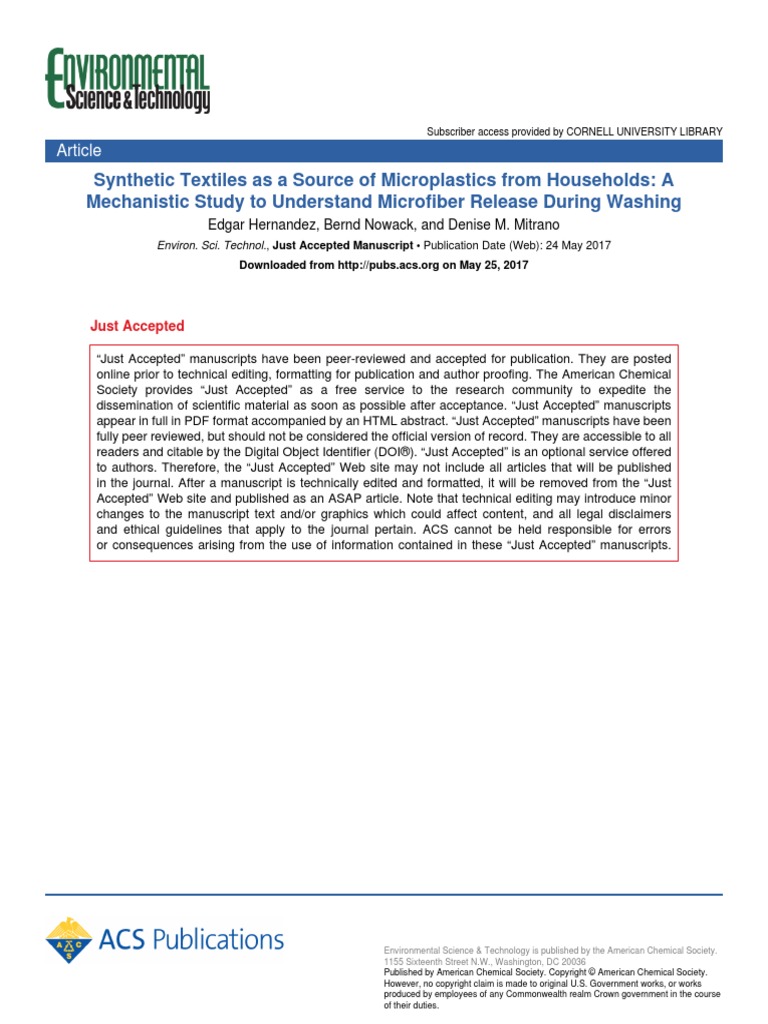 Synthetic Textiles As A Source of Microplastics From Households: A ...