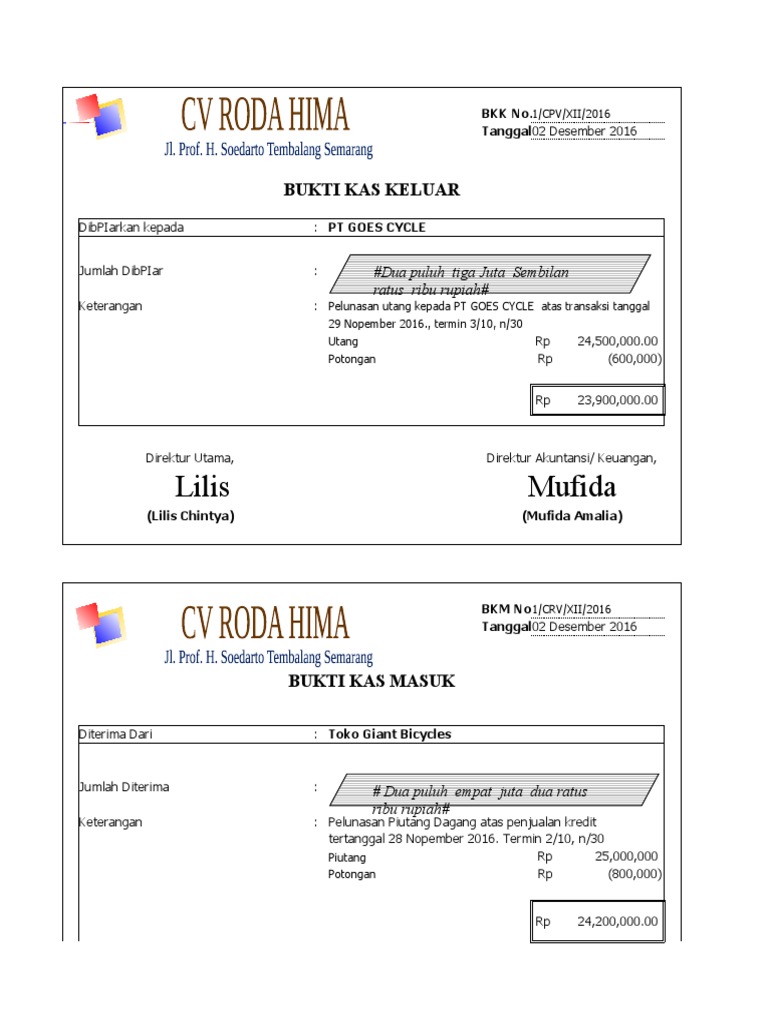 Analisa Transaksi CV Roda Hima | PDF