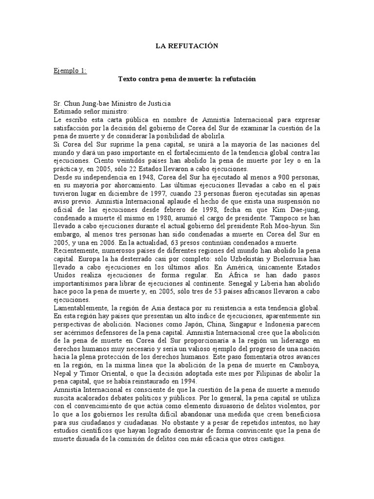 Ejemplo de Refutacion | PDF | Pena capital | Asesinato