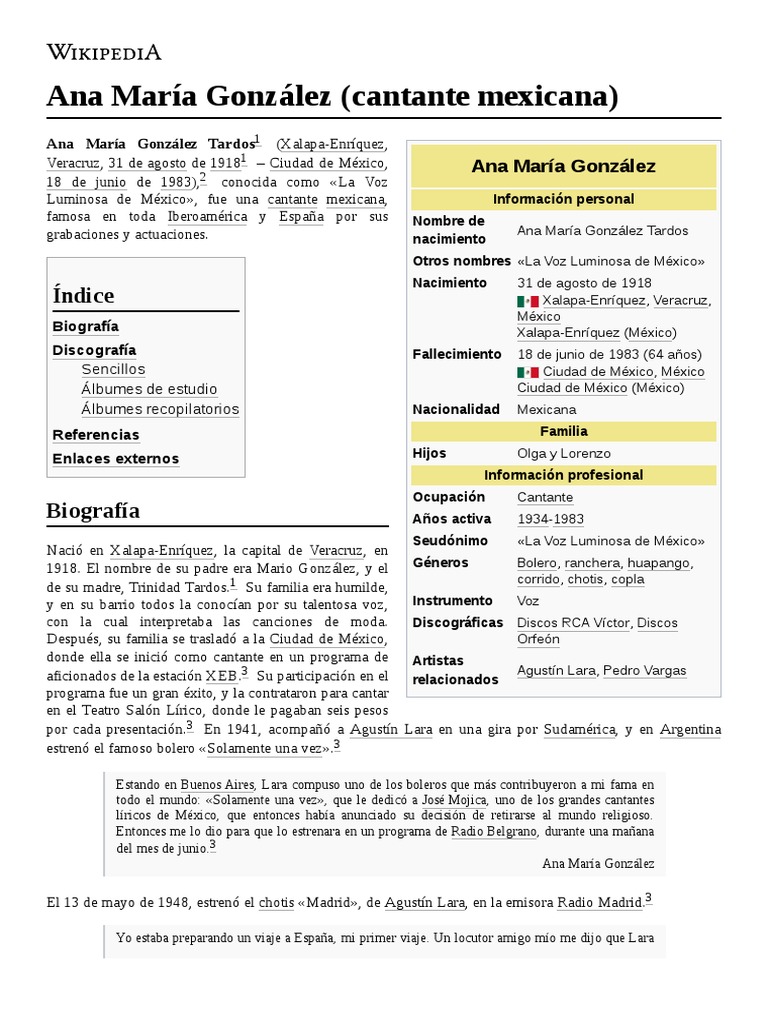 Ana María González (Cantante Mexicana) | PDF | Entretenimiento (general)