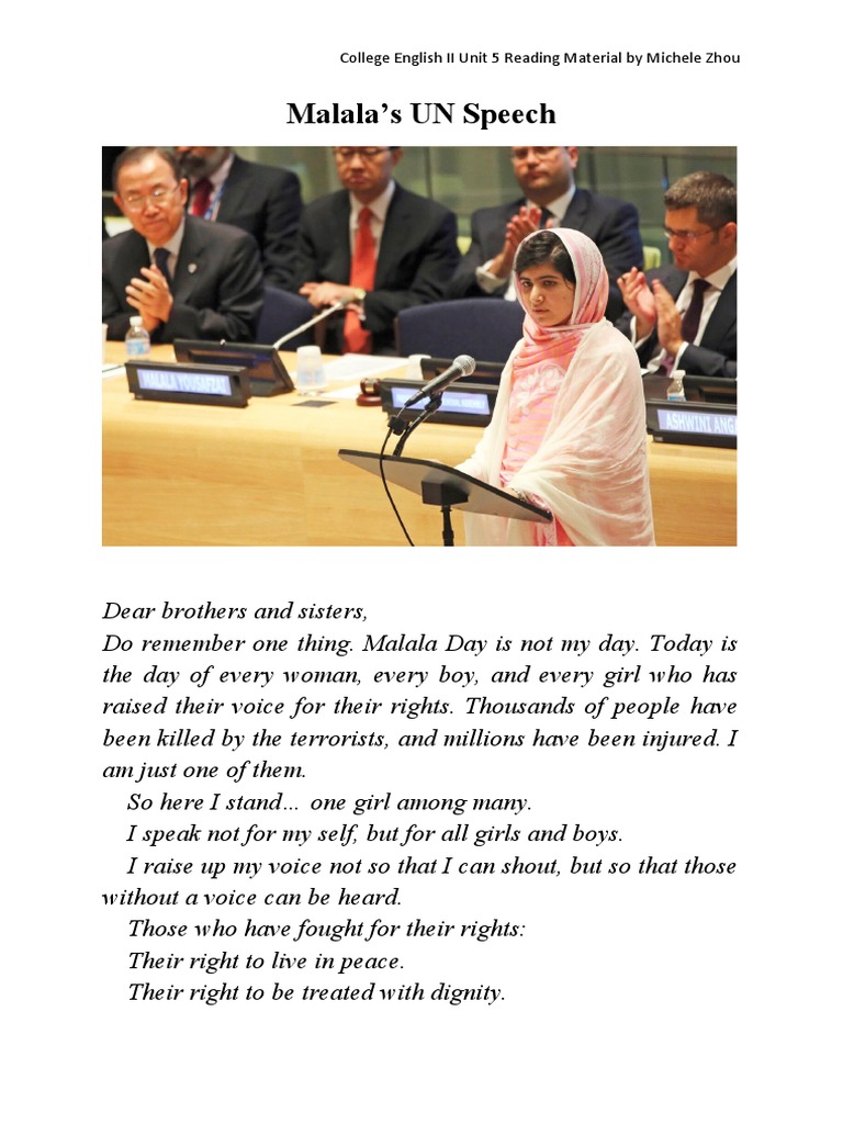 Malala's UN Speech: A Call for Rights | PDF | Malala Yousafzai