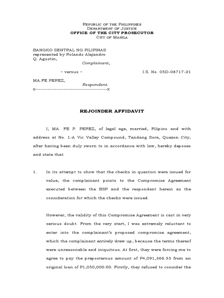 Rejoinder Affidavit | PDF | Collateral (Finance) | Affidavit