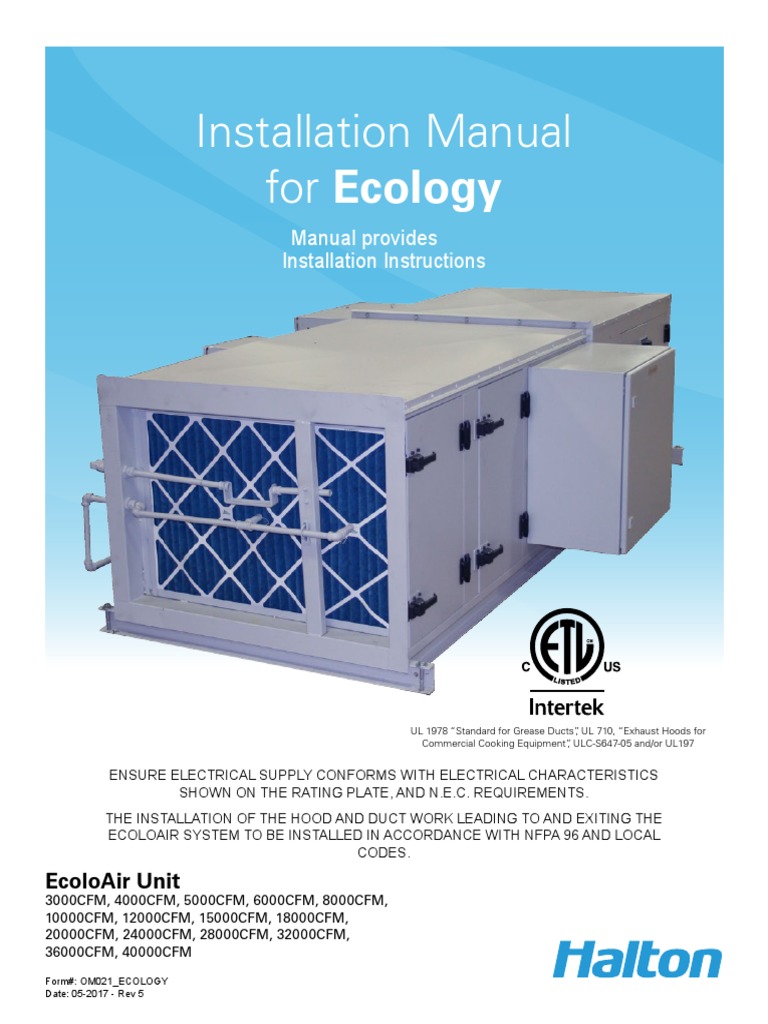 Installation Manual For Ecology | PDF | Duct (Flow) | Switch