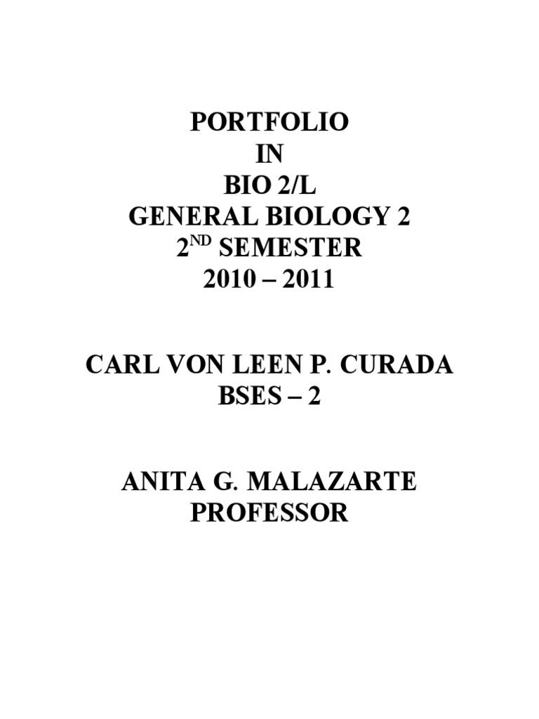 Biology 2/L Student Portfolio | PDF | Self-Improvement | Science ...