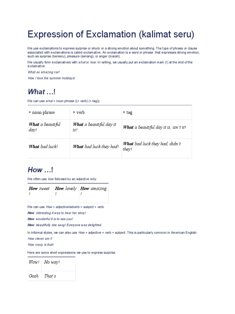 Expression of Exclamation | PDF | Semantic Units | Grammar