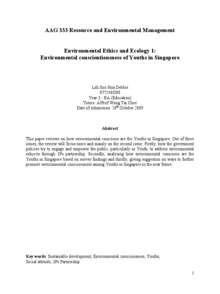 Youth Environmental Awareness in Singapore | PDF | Recycling ...