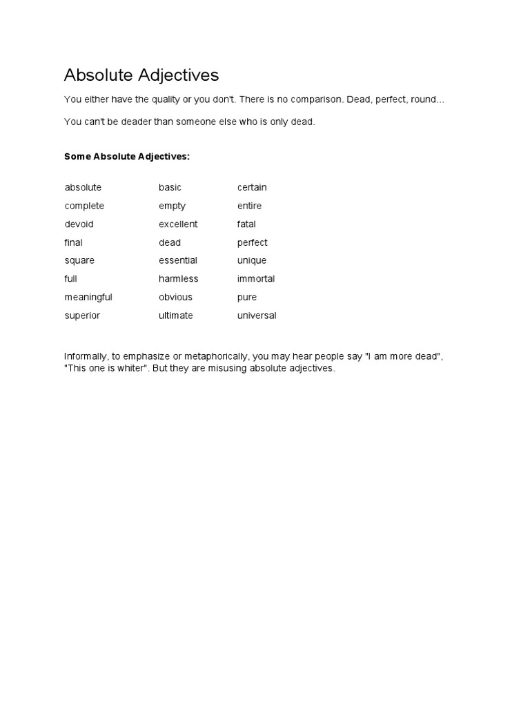 Absolute Adjectives | PDF