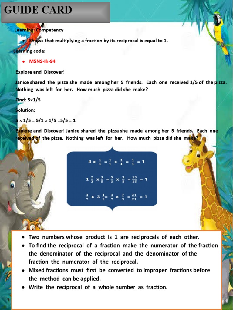 Shows That Multiplying A Fraction by Its Reciprocal Is Equal To 1 | PDF