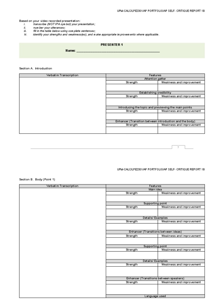 Lpe2301 Ap Portfolio Self-Critique Report 1B (Triplet) | PDF | Symbols ...