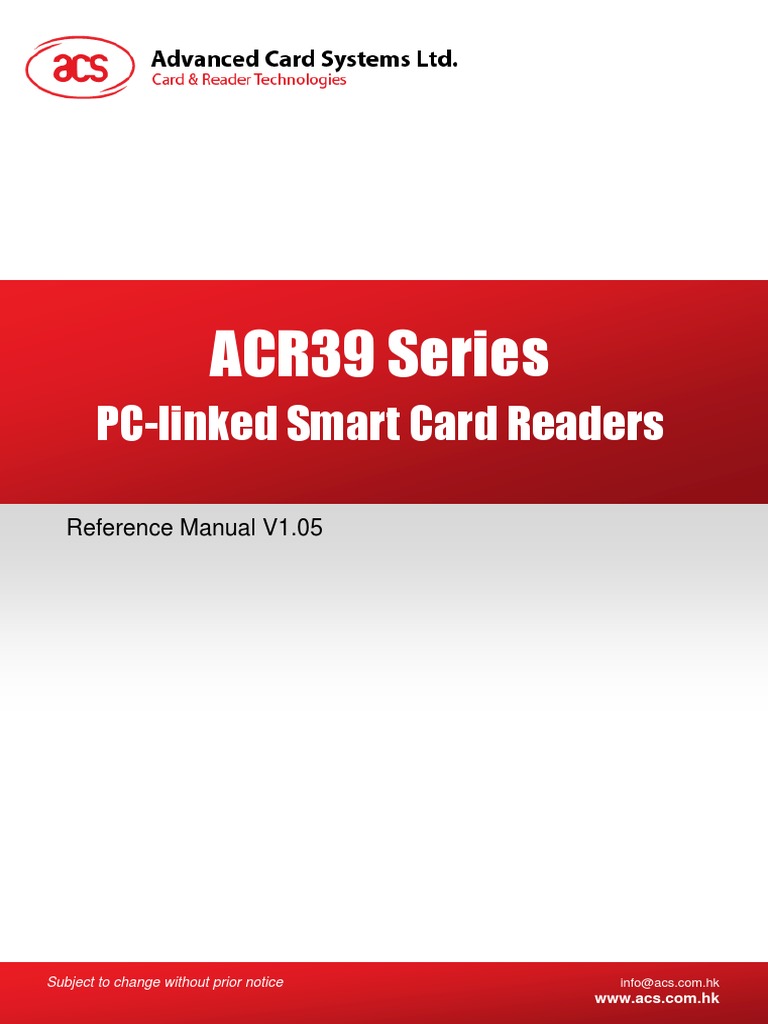 REF ACR39 Series 1.05 PDF | PDF | Smart Card | Usb
