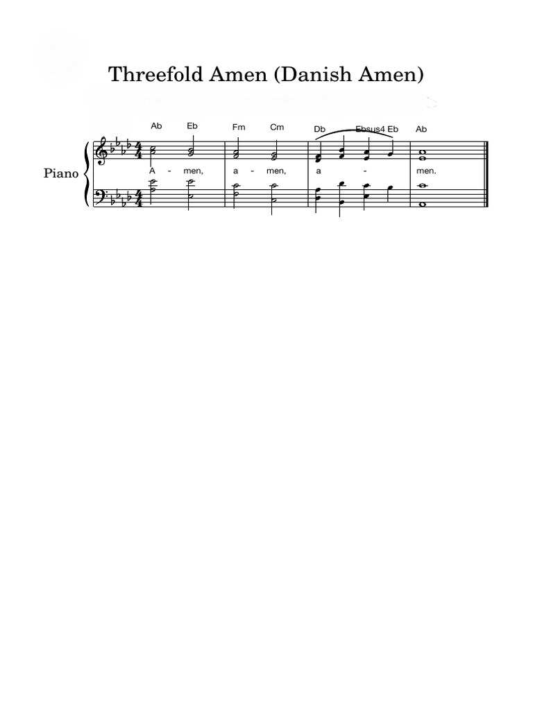 Threefold Amen (Danish Amen) : Score Created With The Free Version of Flat - Https://flat - Io ...
