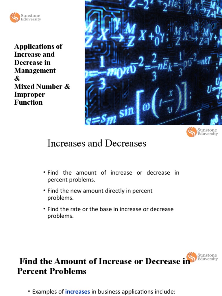 Lect 4 Applications of Increase and Decrease in Management | PDF | Fraction (Mathematics ...