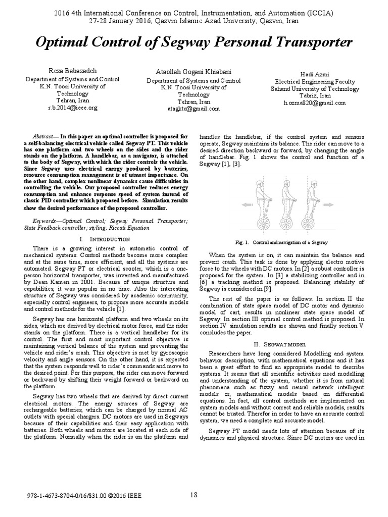 Modelo Seway | PDF | Control Theory | Rotation Around A Fixed Axis