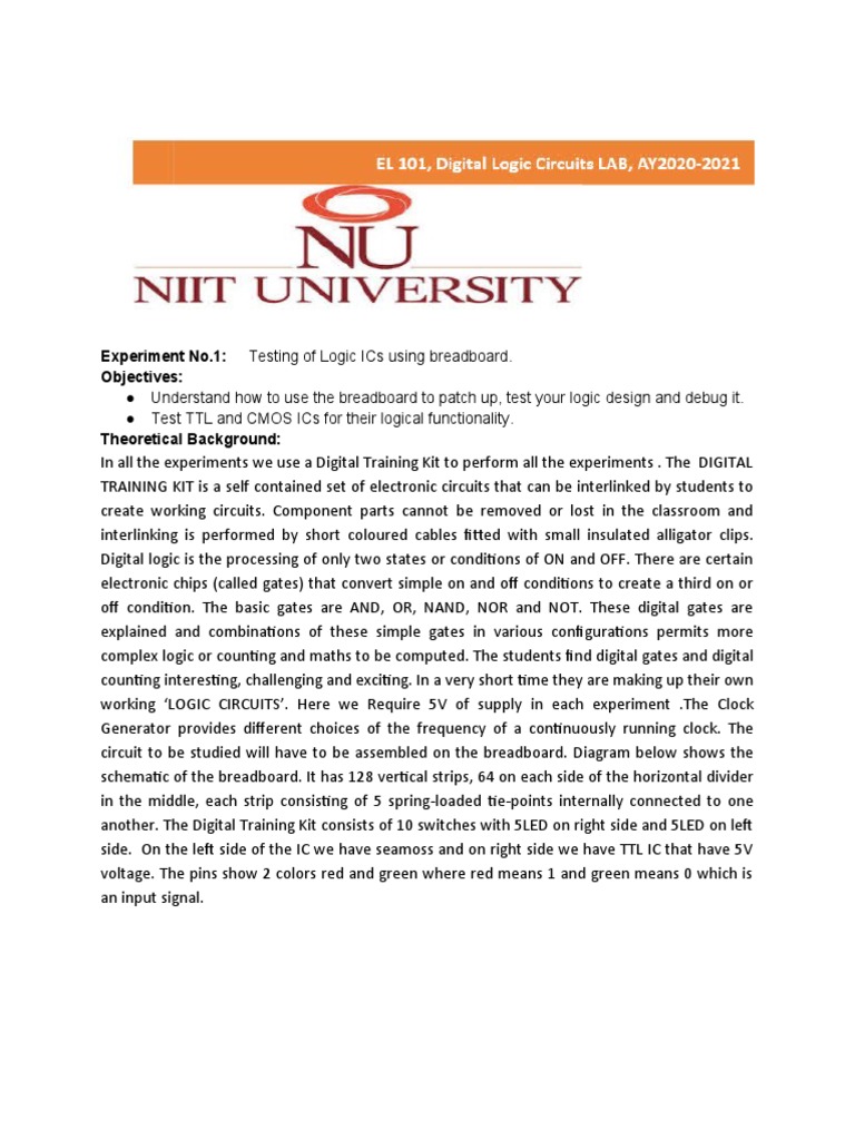 DLC Experiment | PDF | Logic Gate | Cmos