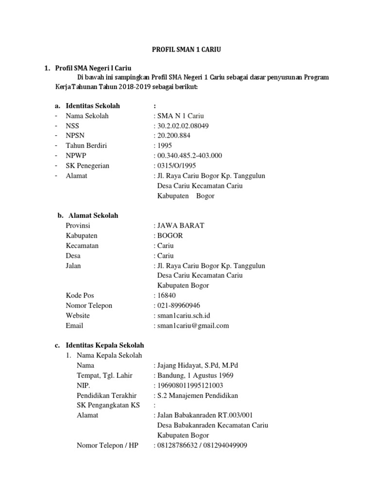 Profil Sman 1 Cariu Adiwiyata | PDF