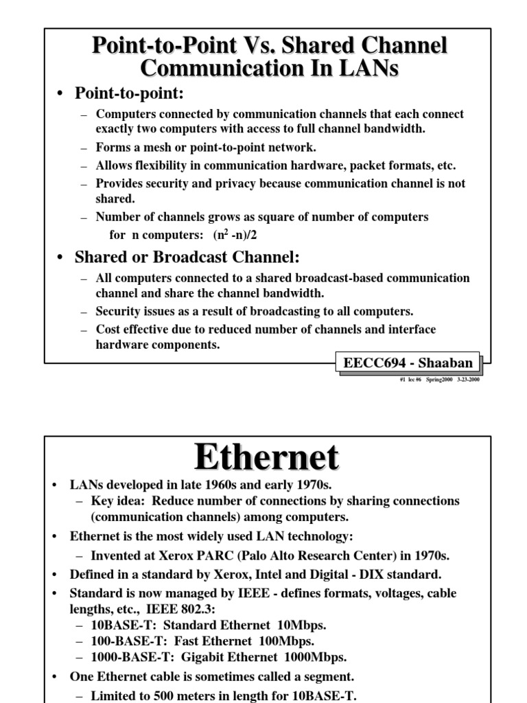 Point-To-Point vs. Shared Channel Communication in Lans | PDF ...