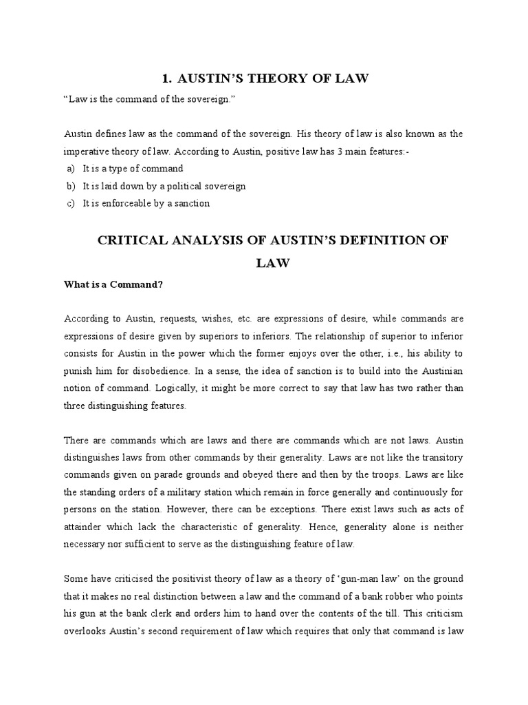 Austin's Command Theory of Law Explained | PDF | Jurisprudence ...