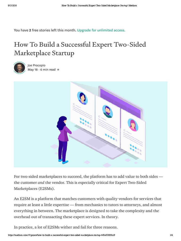 How To Build A Successful Expert Two Sided Marketplace Startup Medium