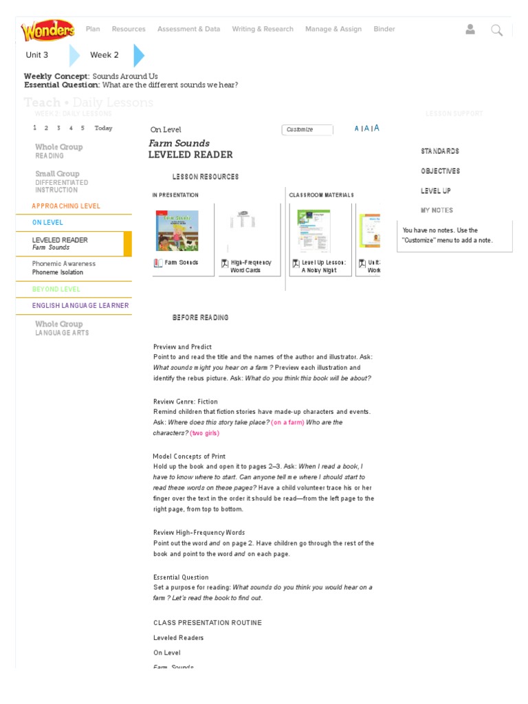 Reading - Reading Wonders Grade K | PDF | Books | Reading Comprehension
