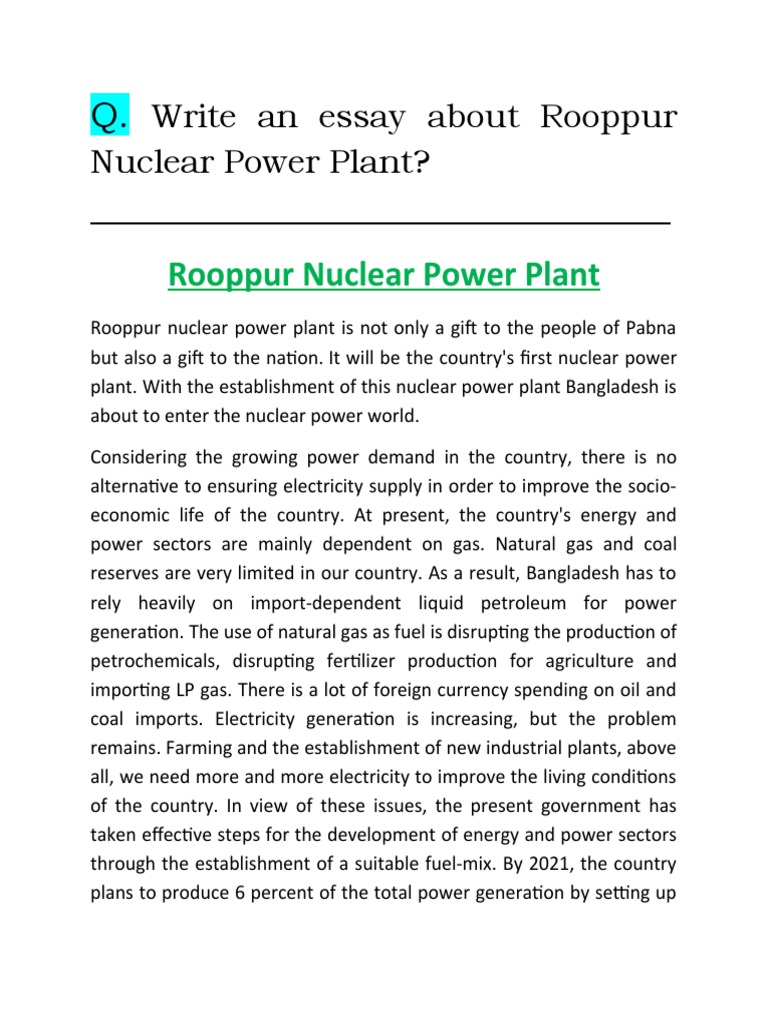 Rooppur Nuclear Power Plant | PDF | Power Station | Nuclear Power Plant