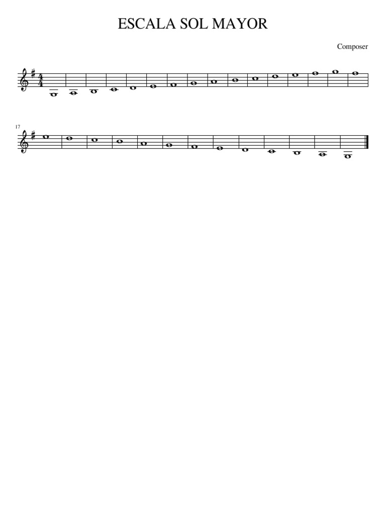 Escala de Sol Mayor en Partitura | PDF