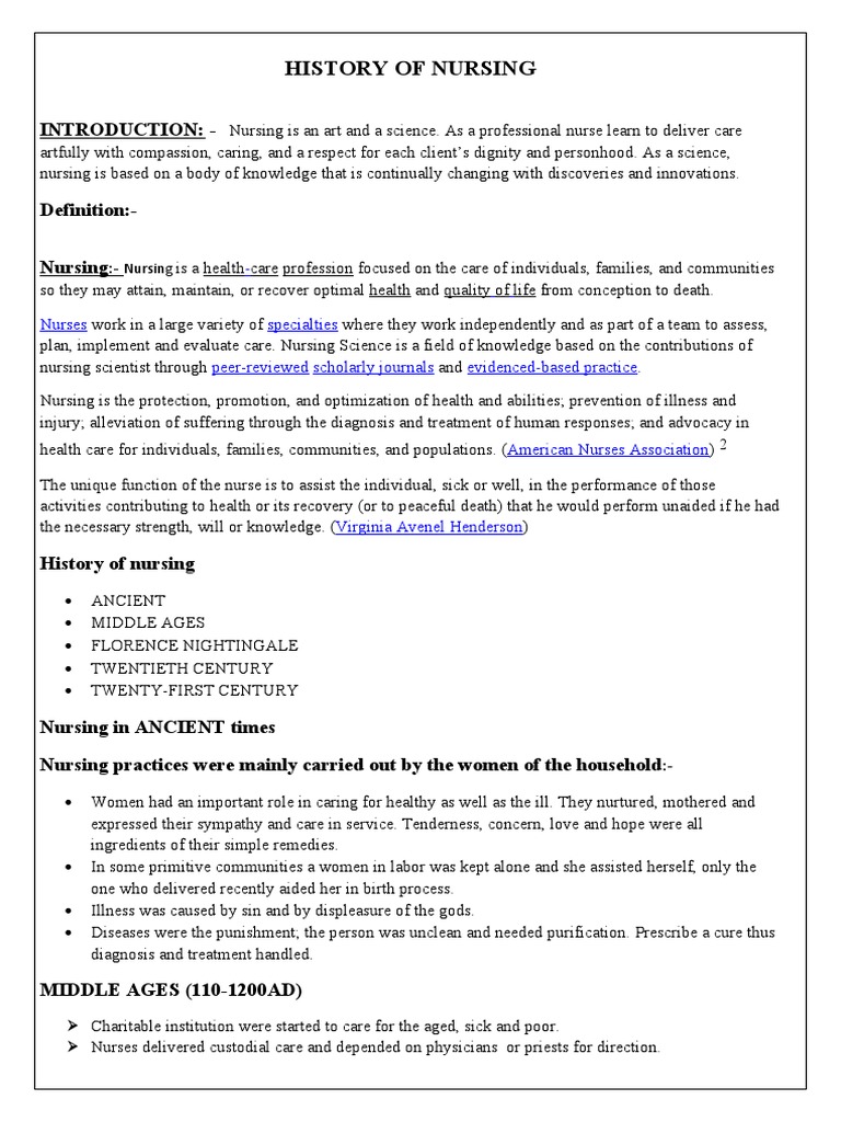 History of Nursing | PDF | Nursing | Hospital