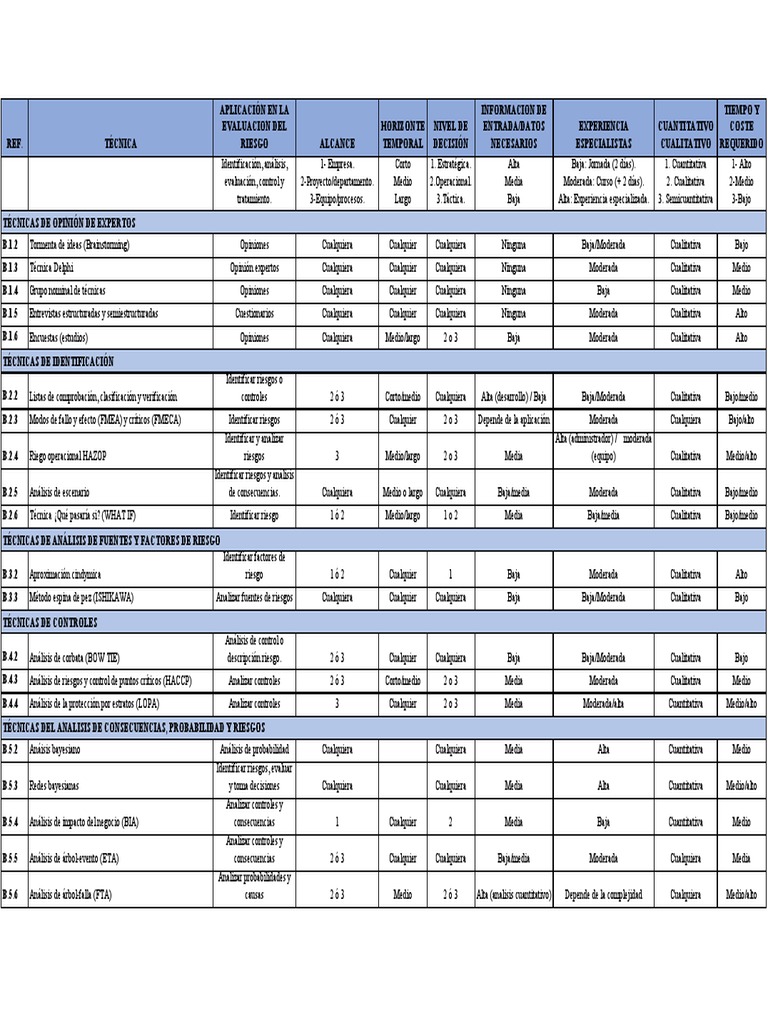 Tecnicas Iso 31010 | PDF | Valor en riesgo | Toma de decisiones
