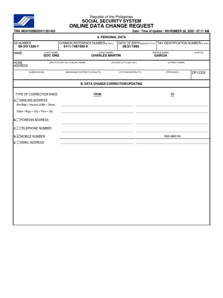 Update SSS Contact Details | PDF | Telecommunications | Computing