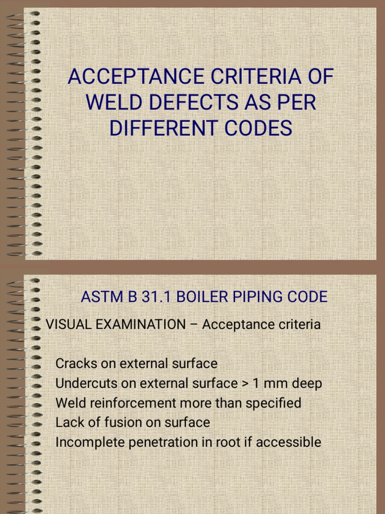 NDT-Acceptance Various Codes | PDF | Welding | Construction