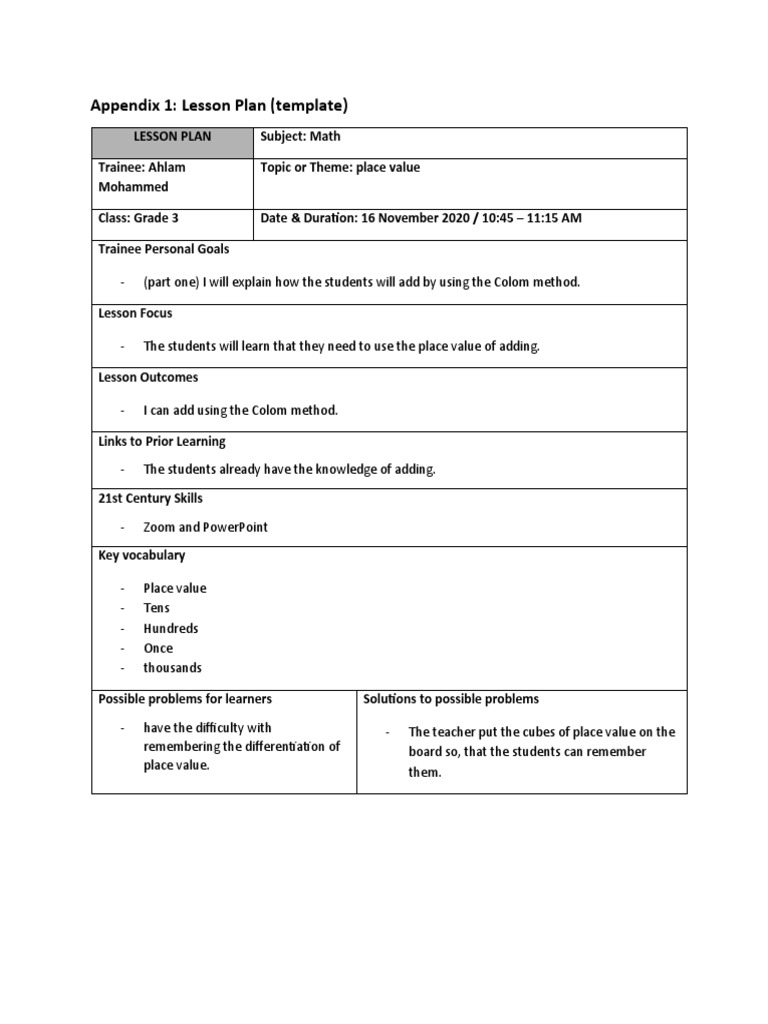 Math Place Value Part 1 | PDF | Lesson Plan | Change