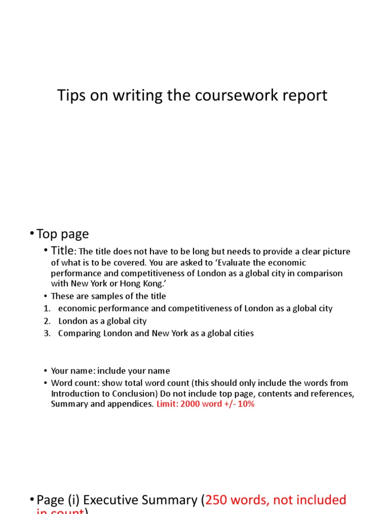 Tips On Writing The Coursework Report | PDF | Business