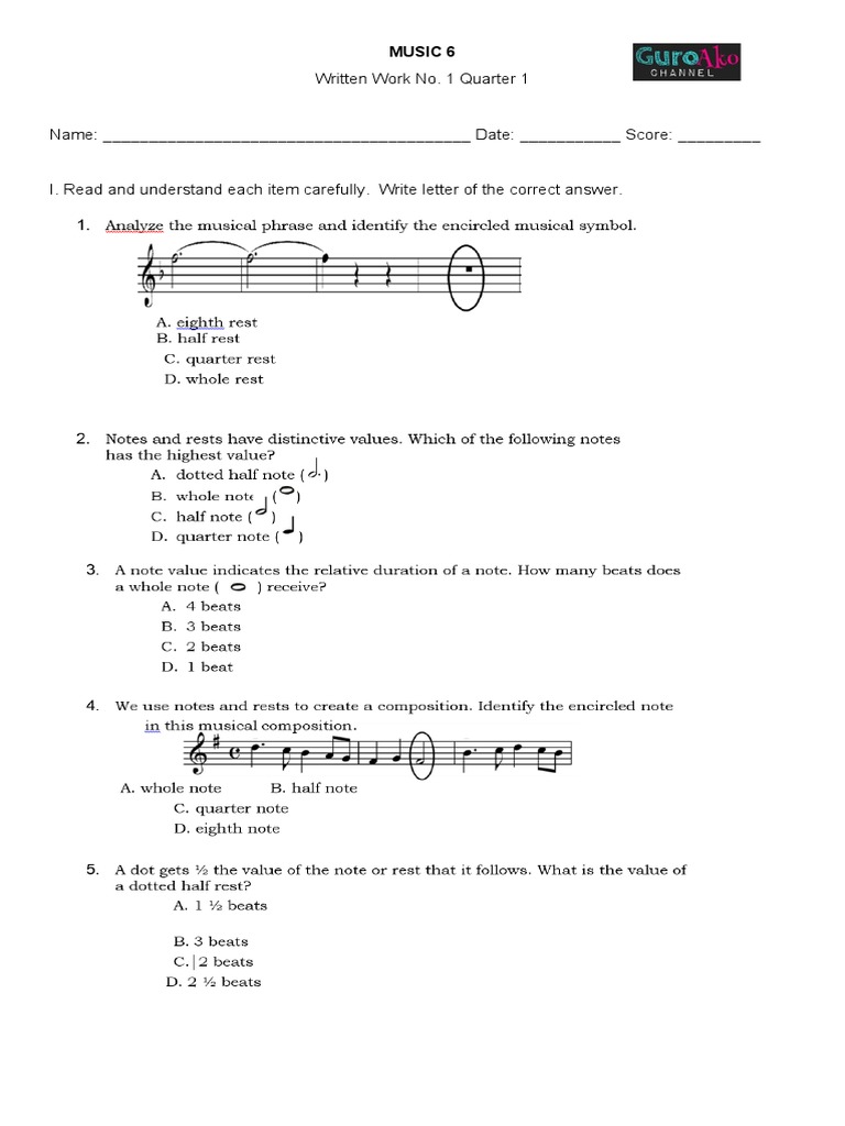 MUSIC 6 Summative Test | PDF | Language Arts & Discipline | Foreign ...
